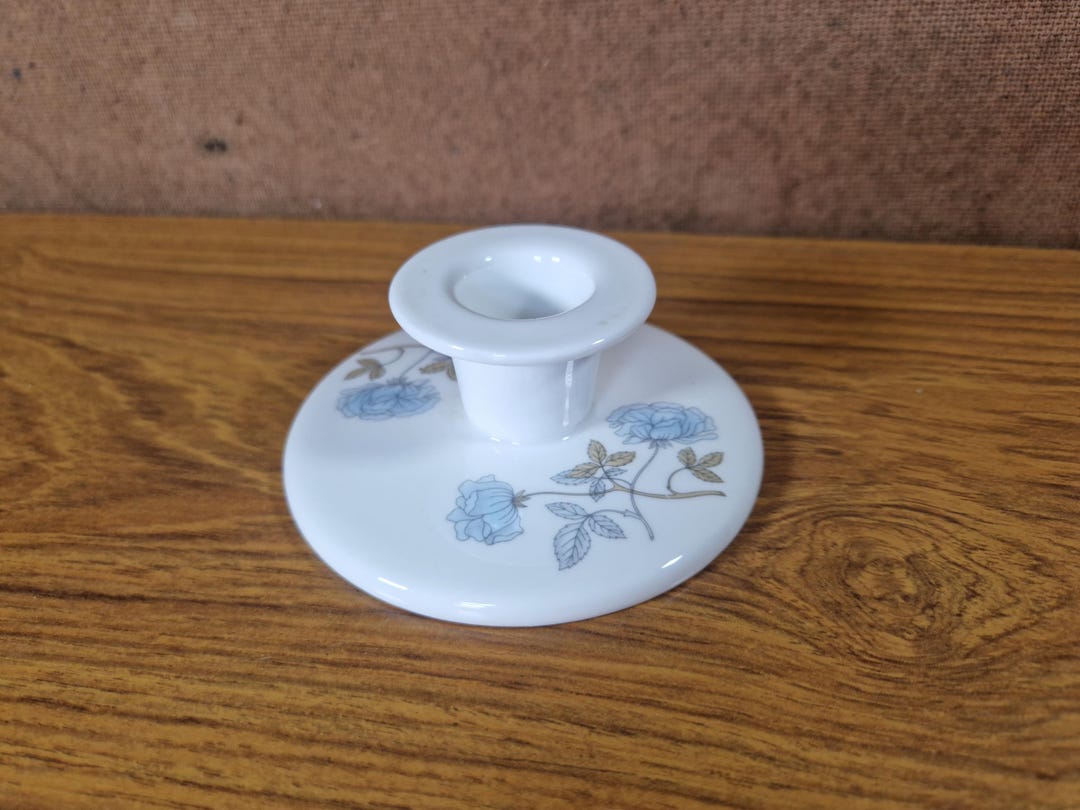 Vintage Wedgwood Ice Rose Bone China Candlestick Holder – Made in ...