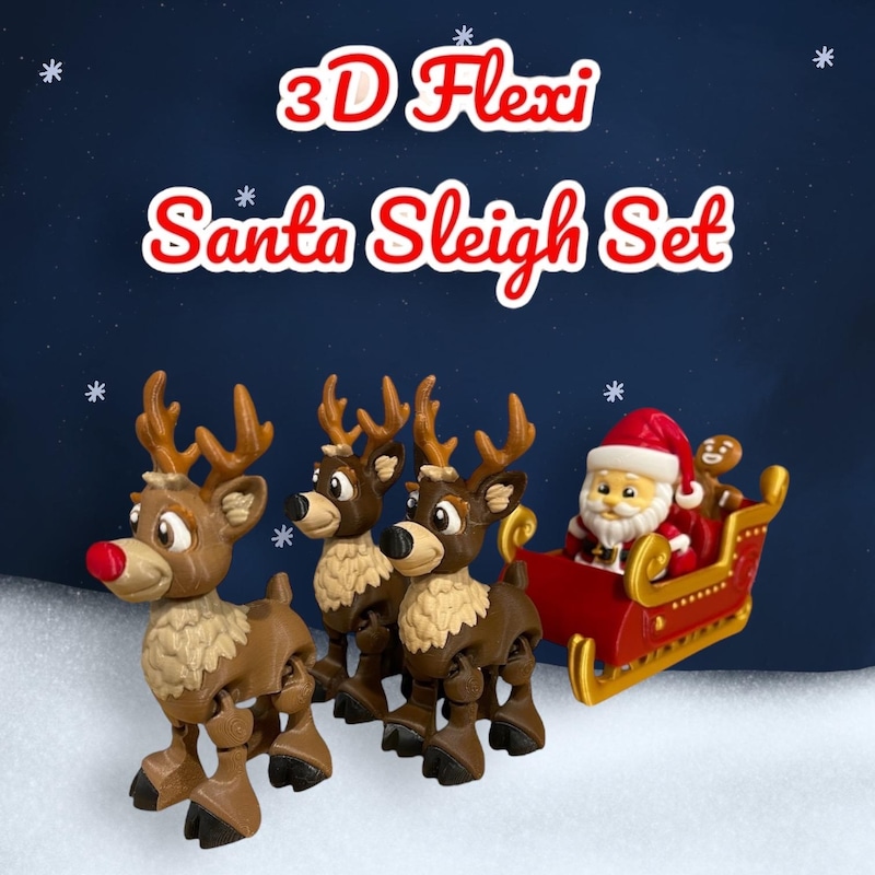 Santa and Reindeer Sleigh Toy - Etsy