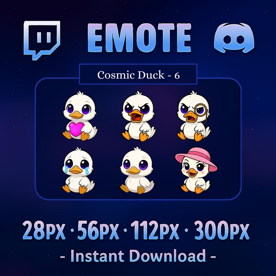 Cosmic Duck Emote Pack: Celestial Twitch & Discord Streamer Emotes - Etsy