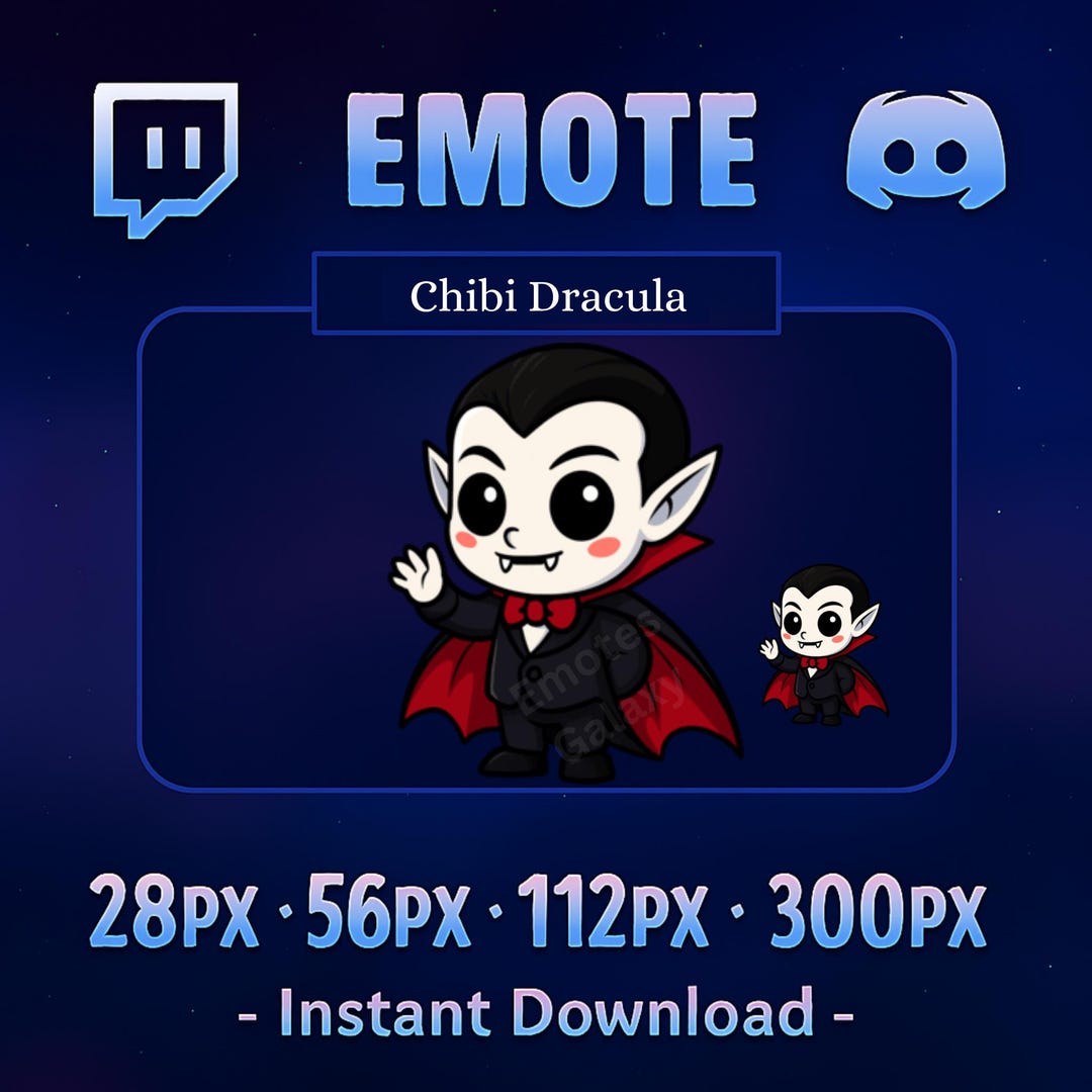 Chibi Dracula Emote – Waving Vampire, Cute Discord/twitch Design ...