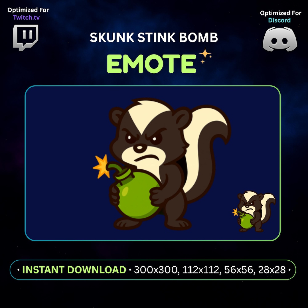 Skunk Stink Bomb Emote – Funny Smelly Emoji for Twitch & Discord - Etsy