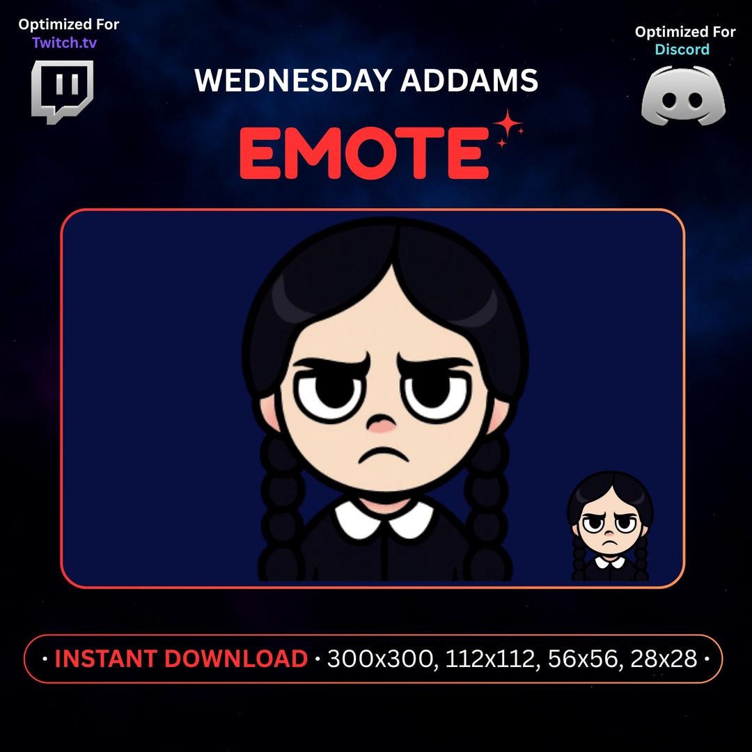 Wednesday Addams Emote – Deadpan Stare Reaction Sticker and Emoji for ...