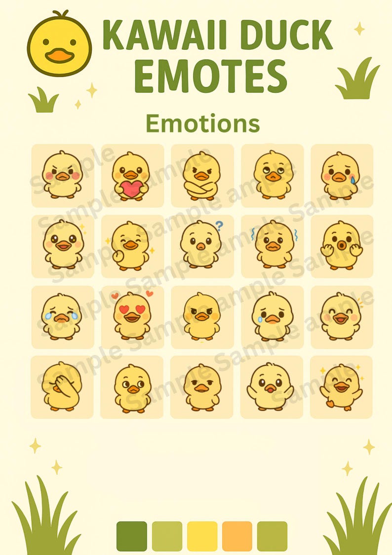 Kawaii Duck Emotes: 64-piece Emoji Pack for Twitch, Discord, Youtube - Etsy