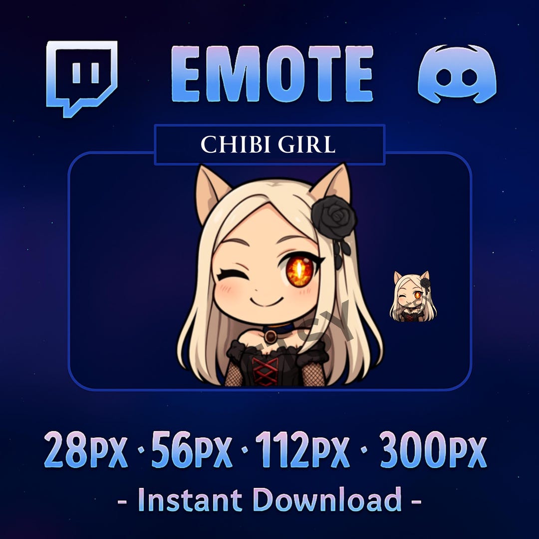 Chibi Girl Wink Emote – Orange Glowing Eye Anime Style Twitch Emoji - Etsy