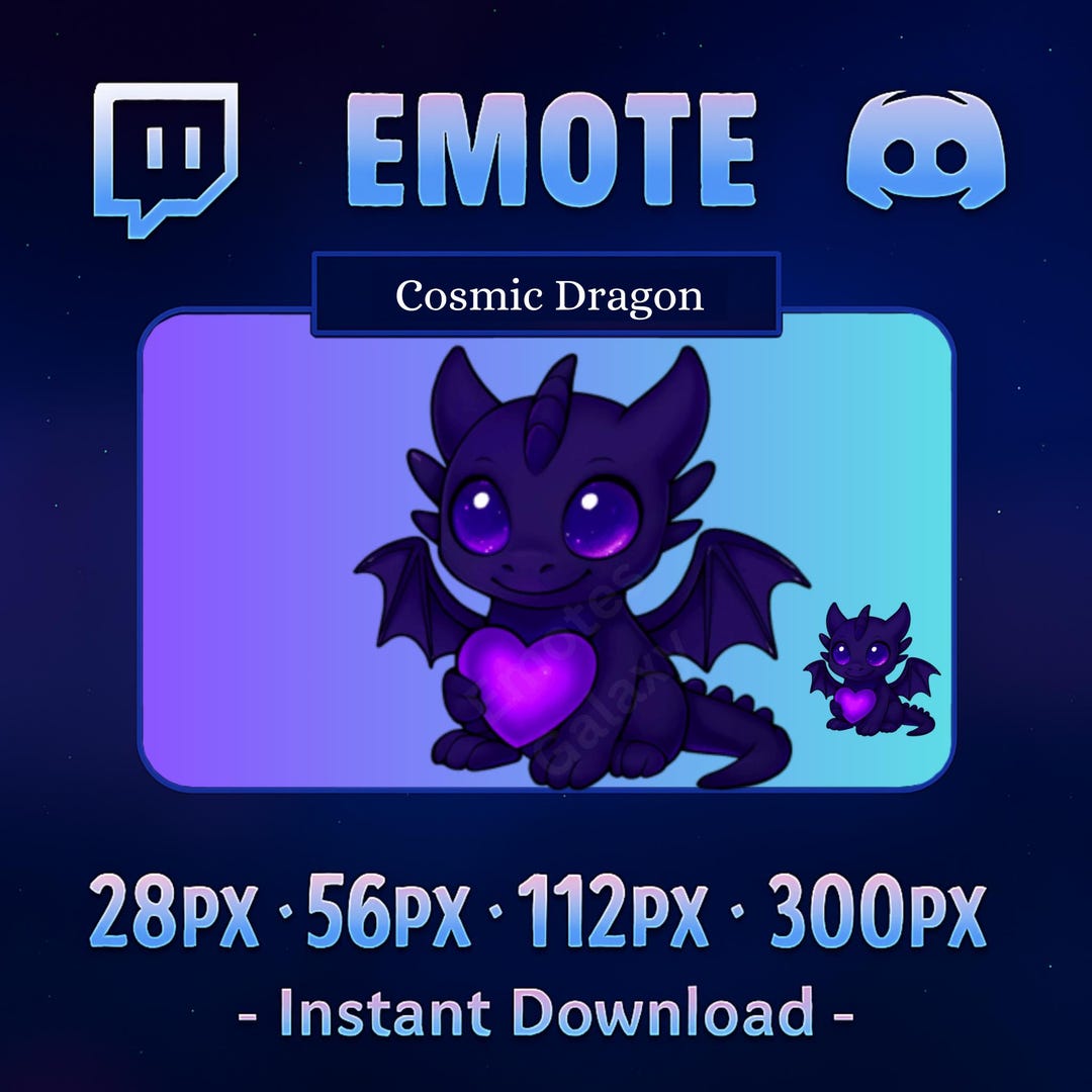Purple Cosmic Dragon Emote | Twitch & Discord Emote | Magical Reaction ...