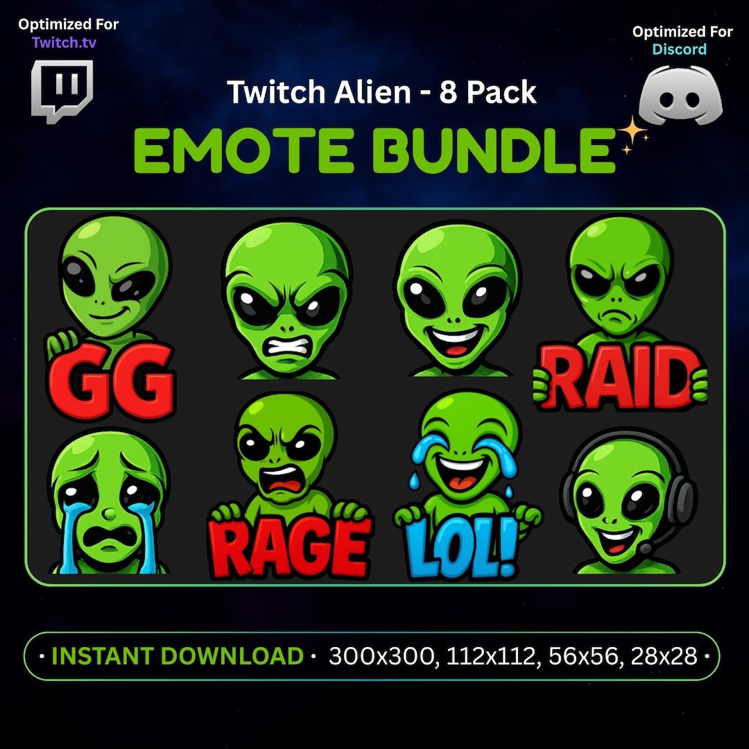 Twitch Alien Emotes – 8 Pack | Gamer Sci-fi Set - Etsy