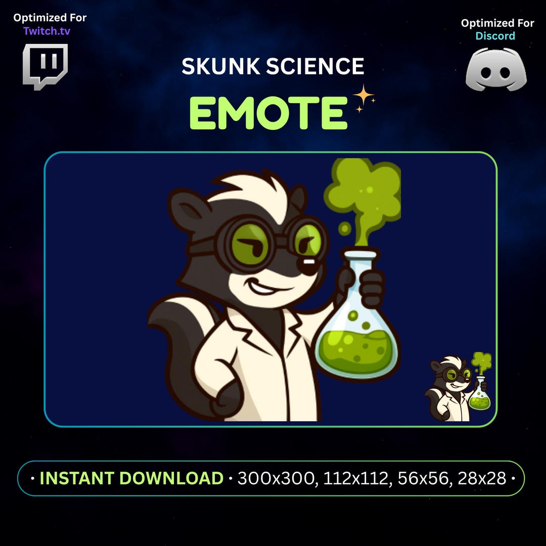 Mad Scientist Skunk Emote – Funny Chaos Emoji for Twitch & Discord - Etsy