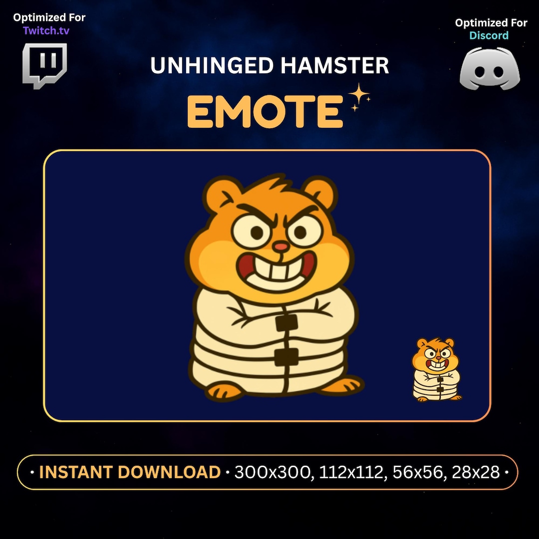 Unhinged Hamster Emote – Straightjacket Emoji for Twitch & Discord - Etsy