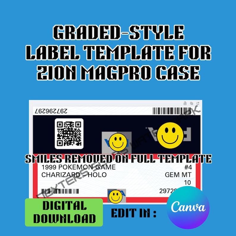 Zion Magpro Custom Graded-style Card Slab Label | Editable Digital ...