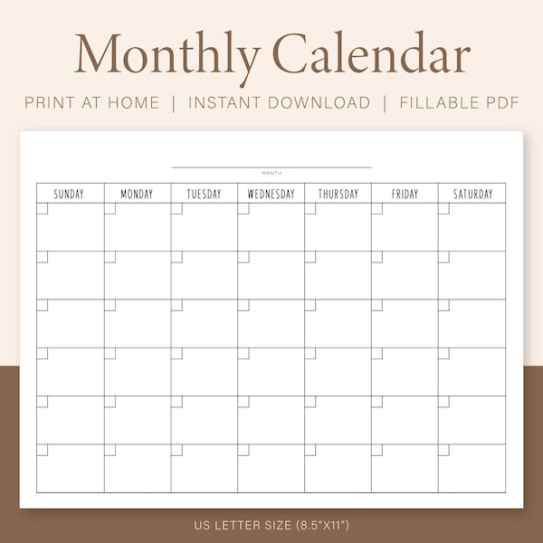 Blank Calendar Pdf - Etsy