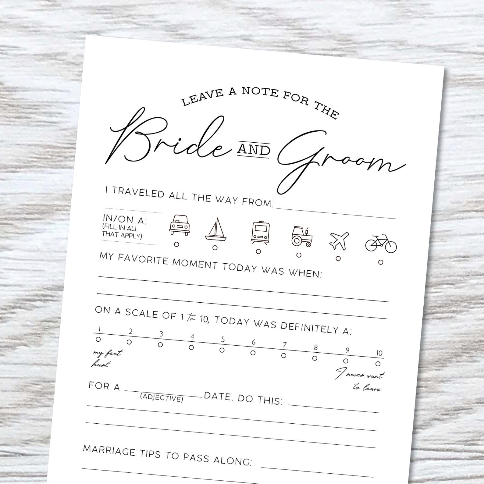 Wedding Guest's Advice | Table Advice Cards | 4x6 - Etsy