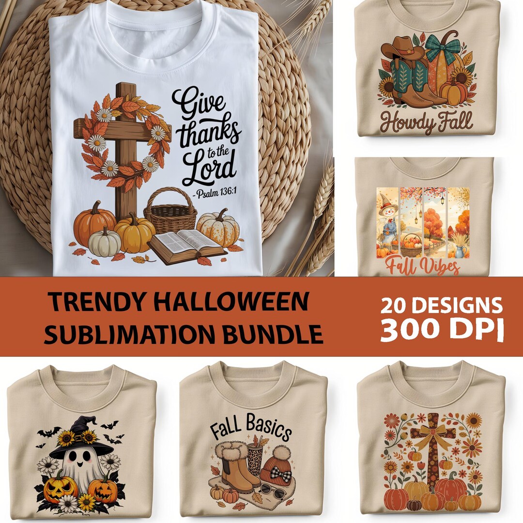 Happy Fall Halloween PNG Bundle - 20 Spooky & Cute Designs for Shirts ...