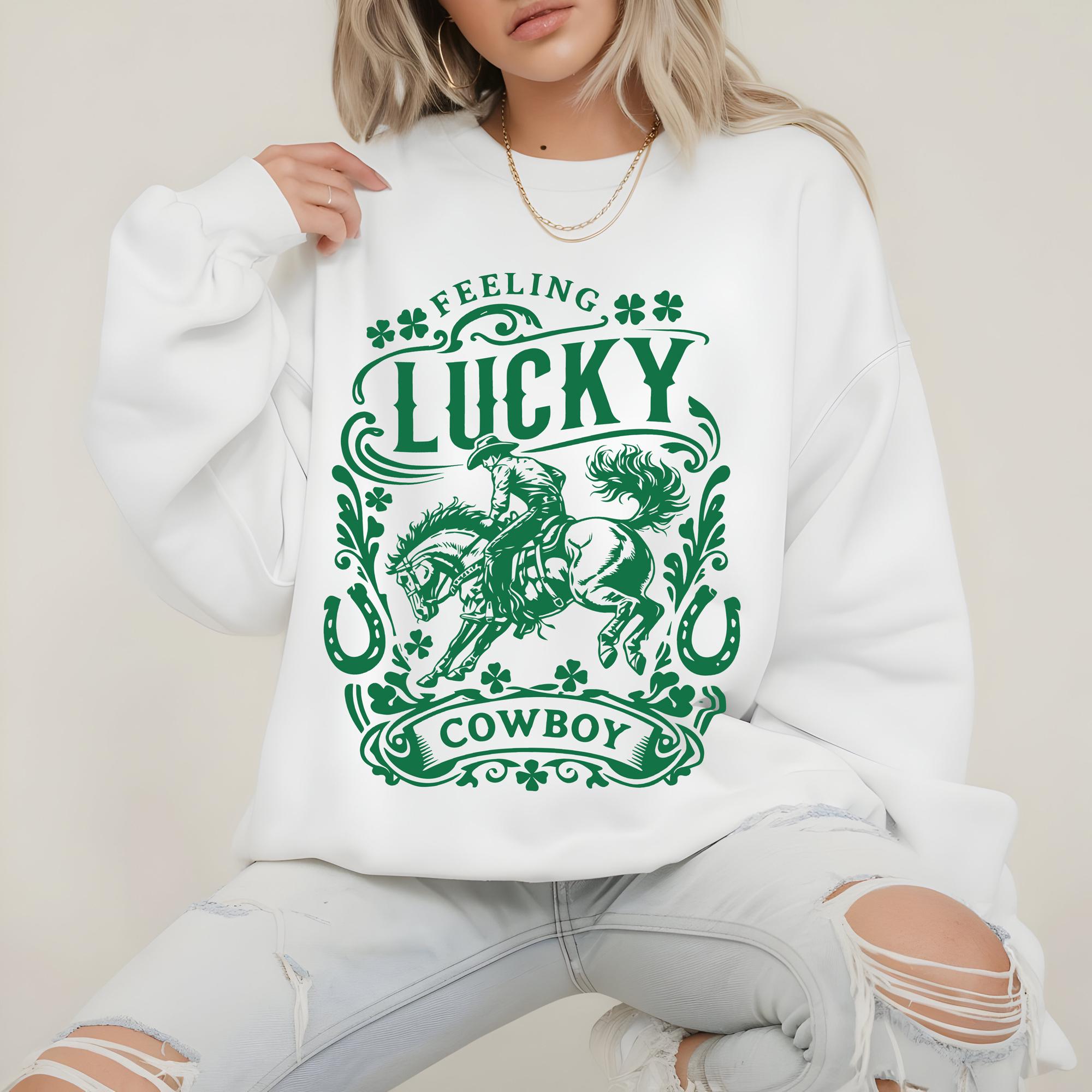 Feeling Lucky Cowboy St Patrick’s PNG EPS – Western Shamrock St ...