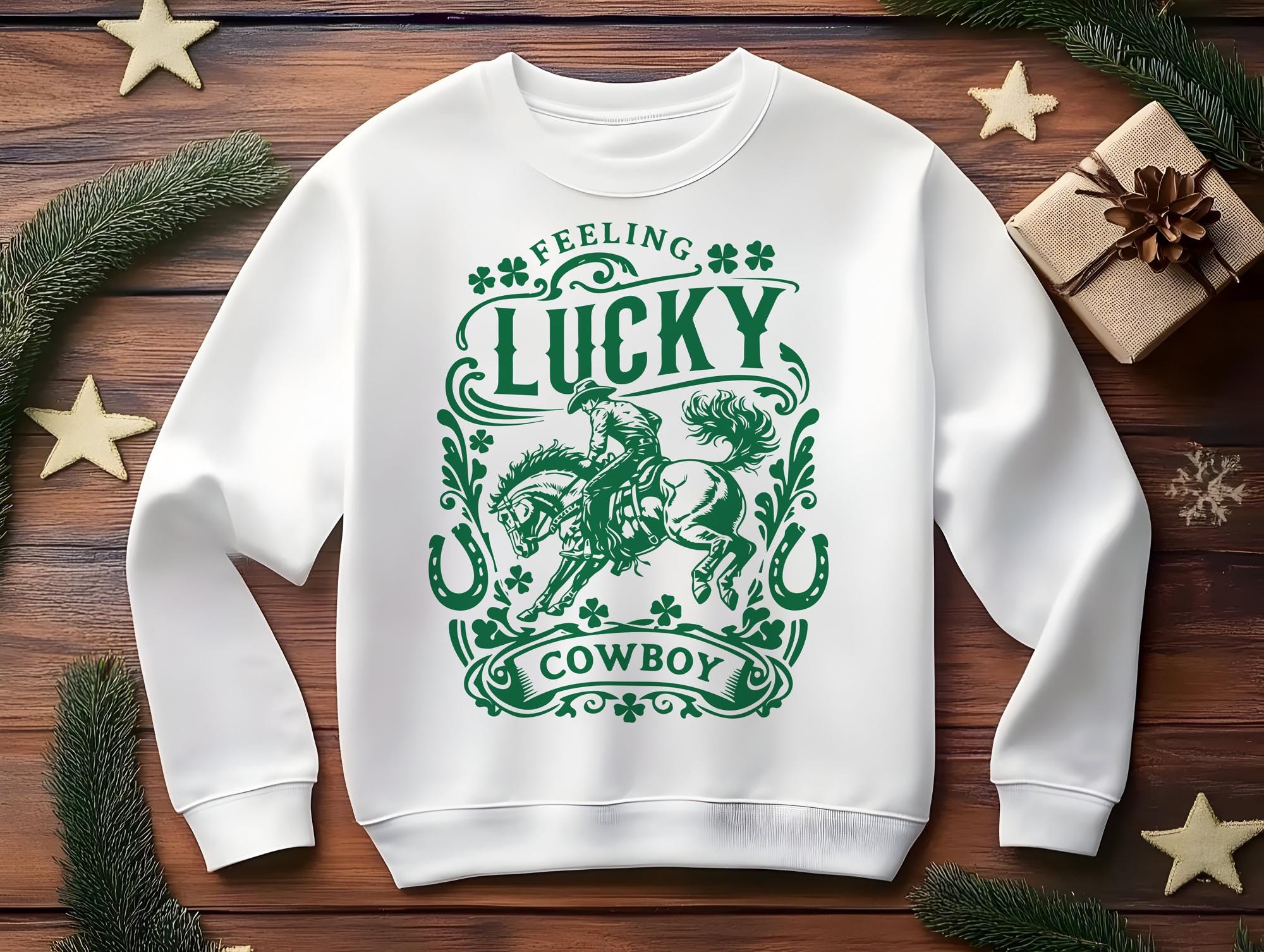 Feeling Lucky Cowboy St Patrick’s PNG EPS – Western Shamrock St ...