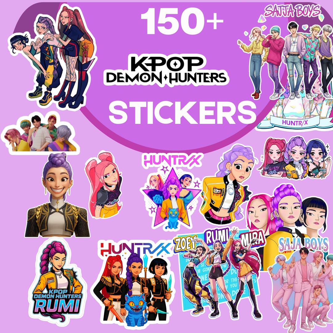 150+ Kpop Demon Hunter Sticker Bundle, Sa-ja Boy Png Stickers, Huntrix ...