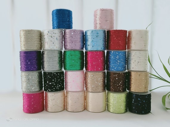 Sequined Yarn Sparkling Yarn Sequined Thread Accessories - Etsy