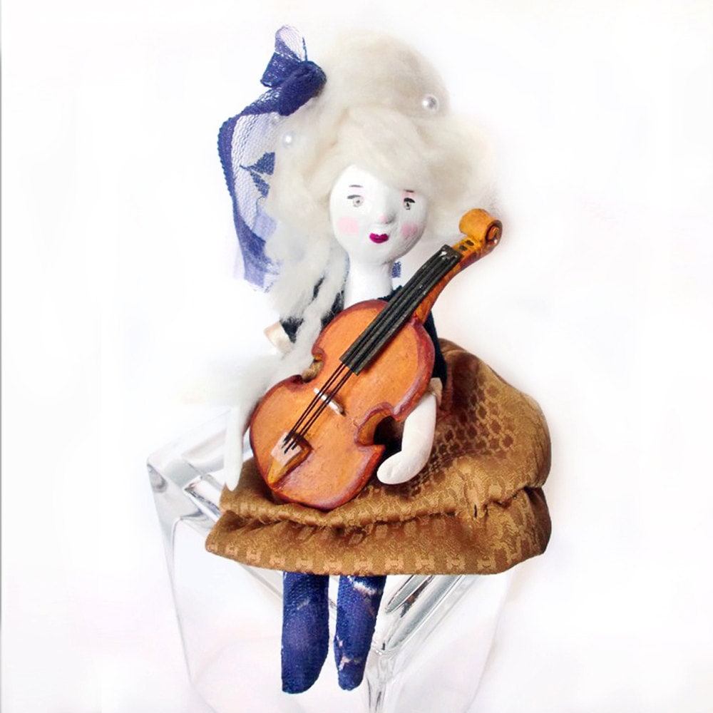 The Stradivarius Violin Player - Original Handmade Paper Clay Doll ...