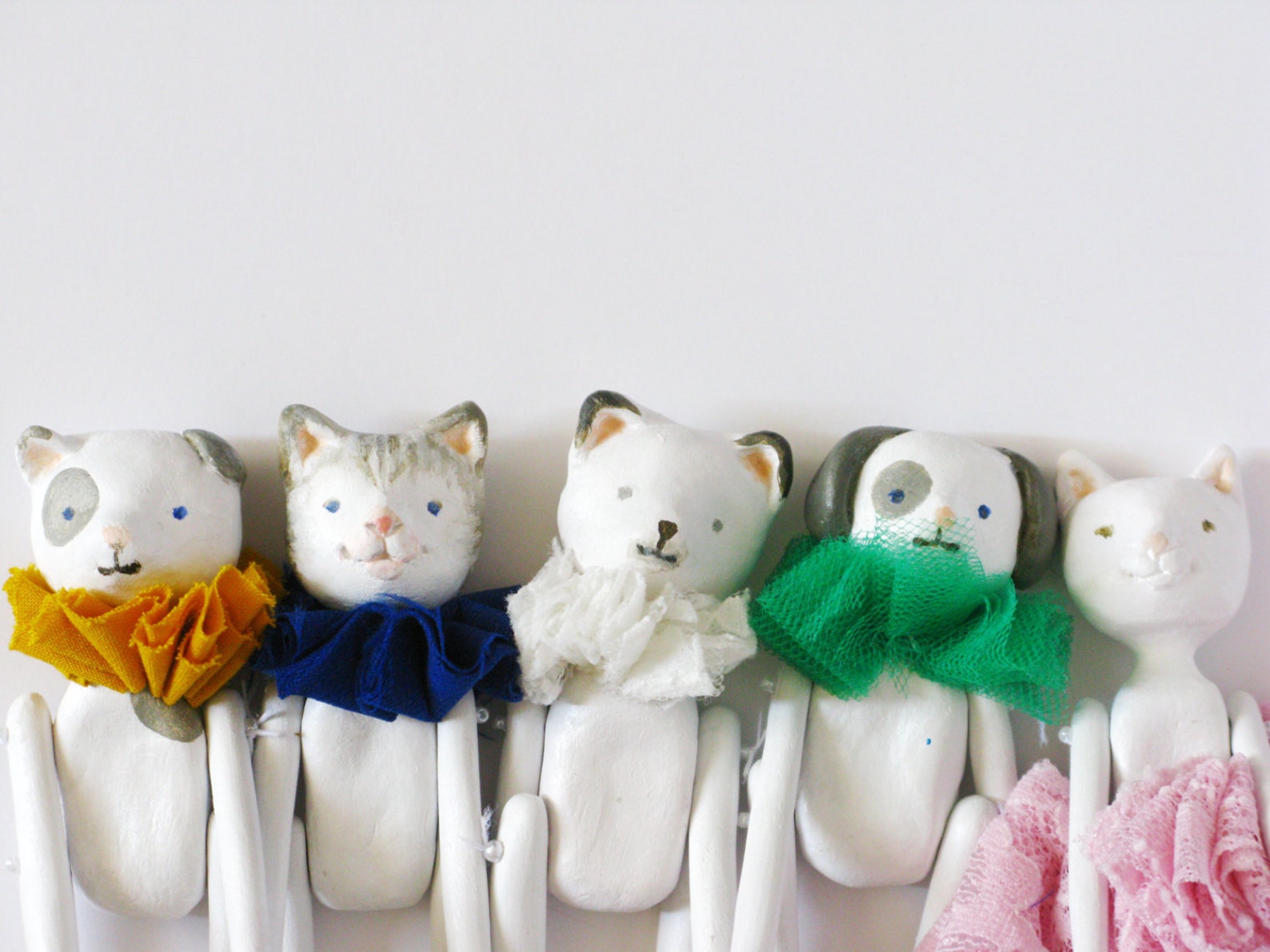 Spotty Handmade Paper Clay Dolls One of A Kind - Etsy