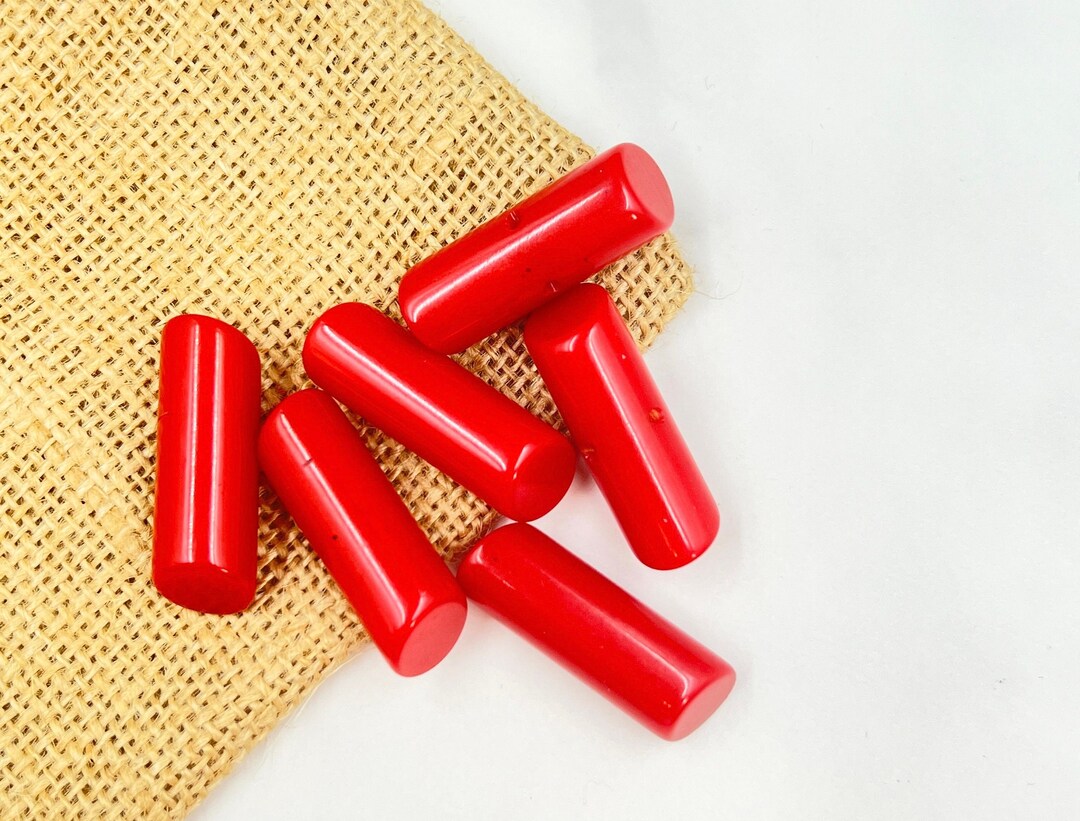 Vintage Bakelite Buttons: Red Toggle Buttons Cylinders With Angled Edge ...