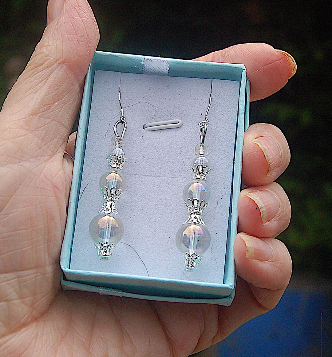 2 " Beautiful Angel Aura Quartz Dangle Earrings Boxed Gift 925 Silver ...
