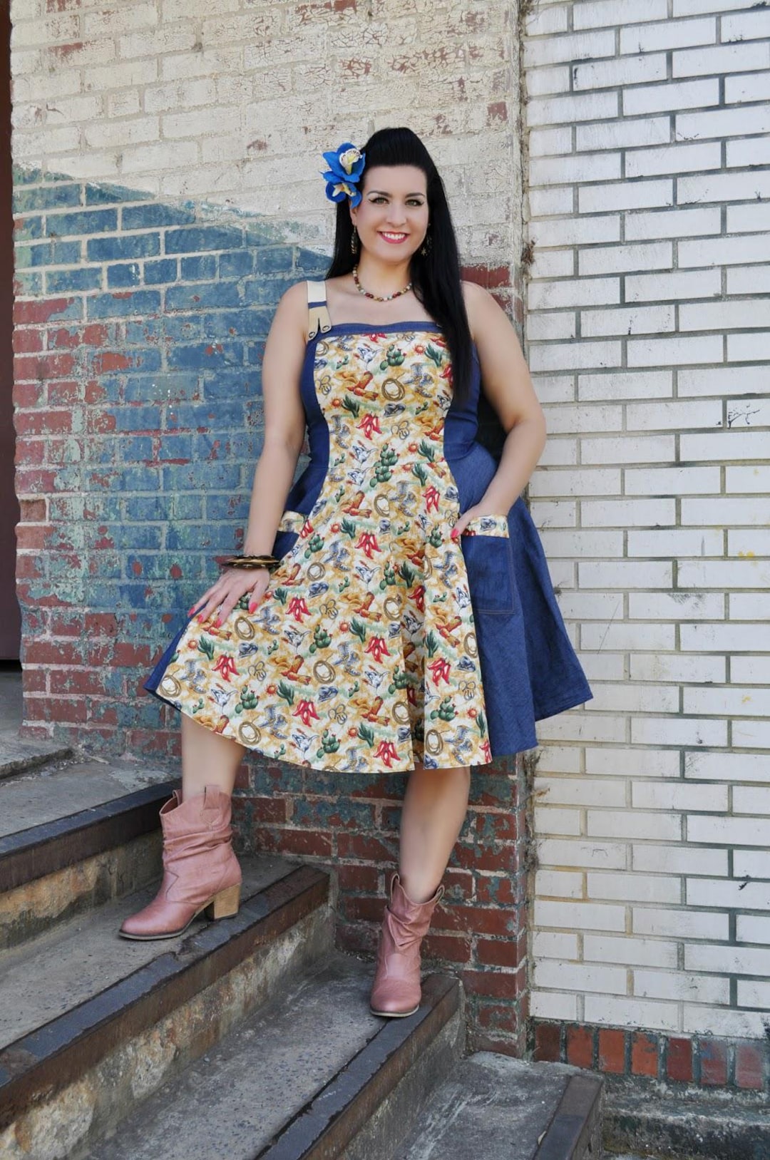 Arizona Denim Dress by Ticci Rockabilly Clothing - Etsy