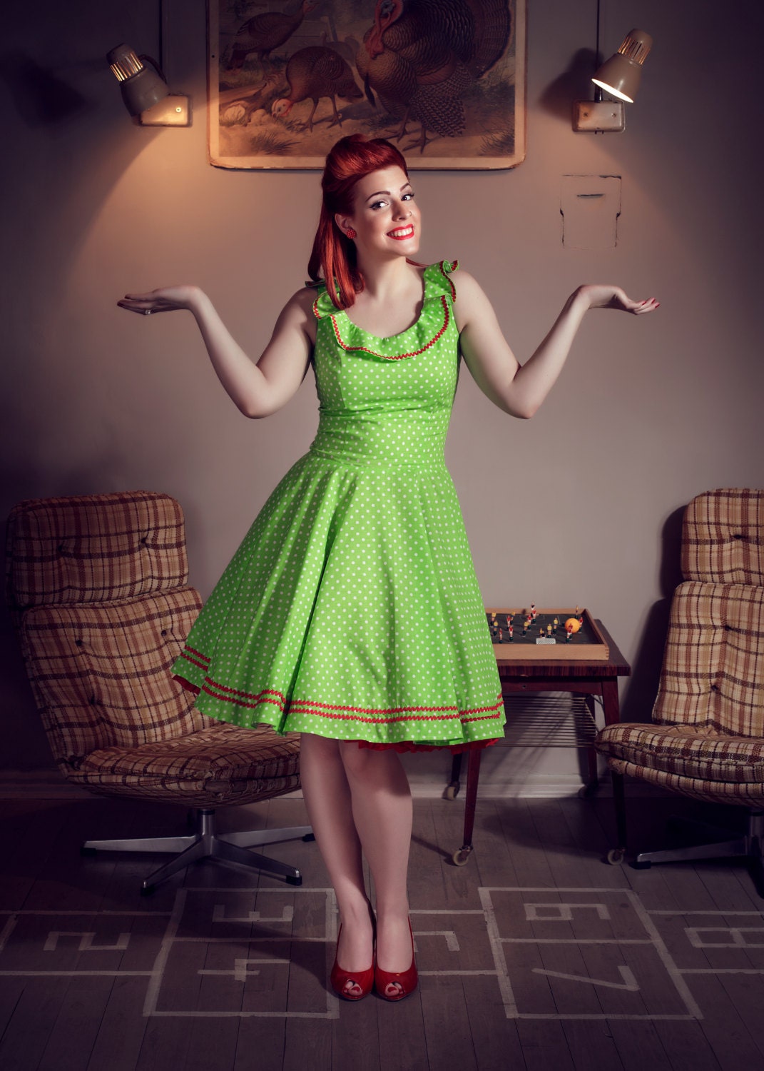 Cute Daisy Rockabilly Dress Vintage Style Pin Up Etsy