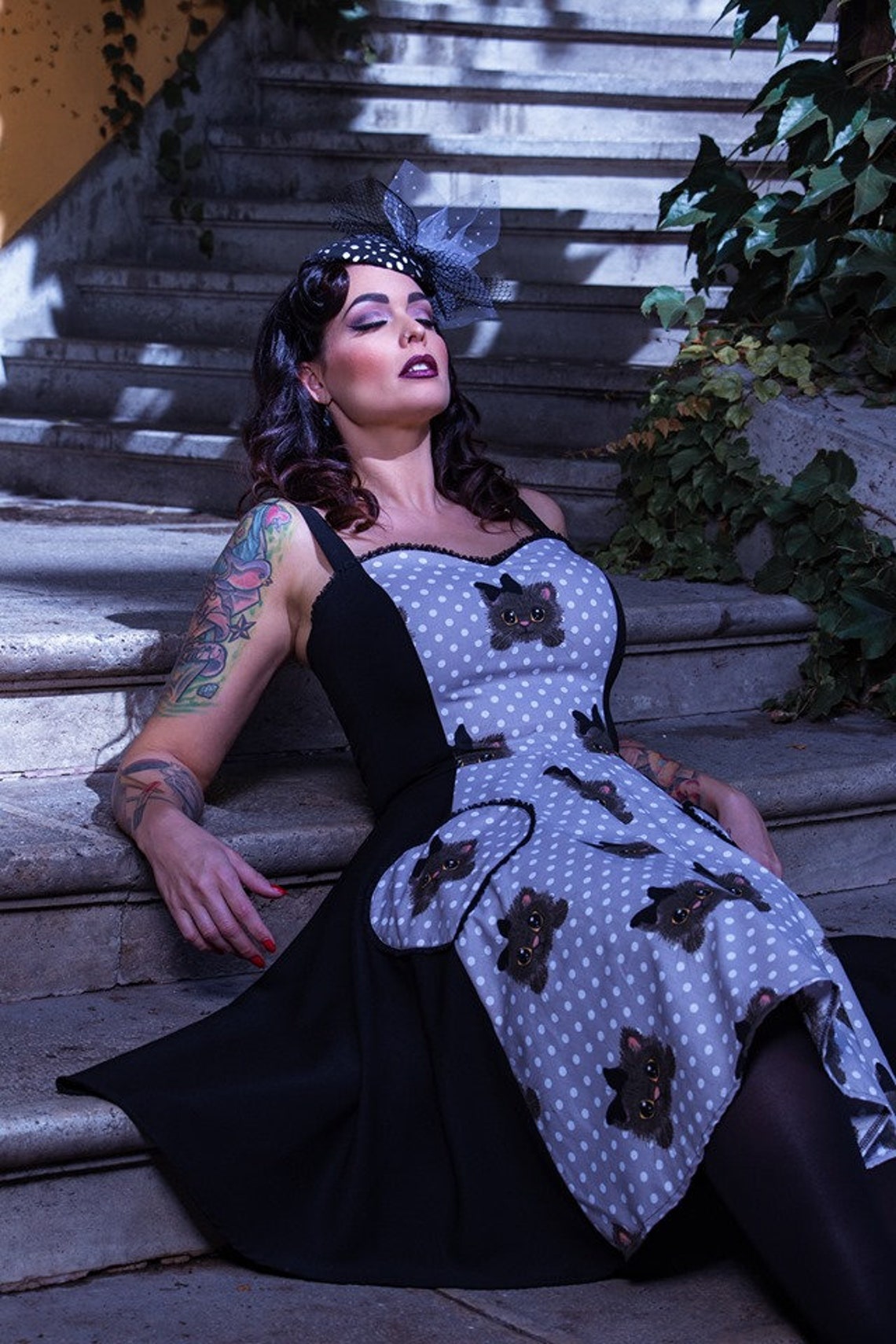 Black Cat PIN-UP Witch Dress by Ticci Rockabilly Clothing - Etsy