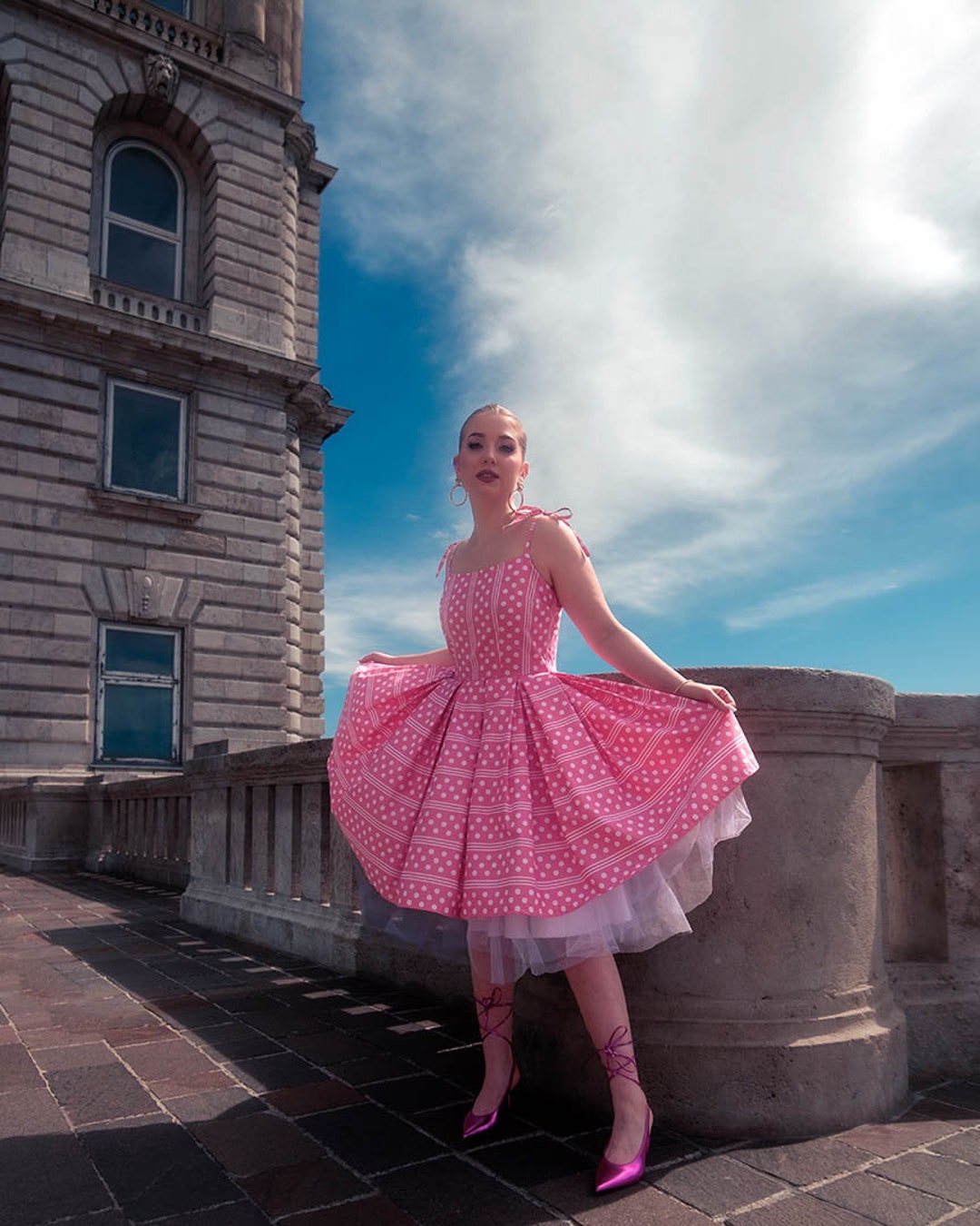 Cheryl Pink Polka Dot Dress by Ticci Rockabilly Clothing - Etsy