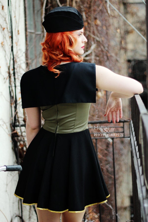 Oliva Mini Military Dress Vintage Style Pin Up Rockabilly Etsy