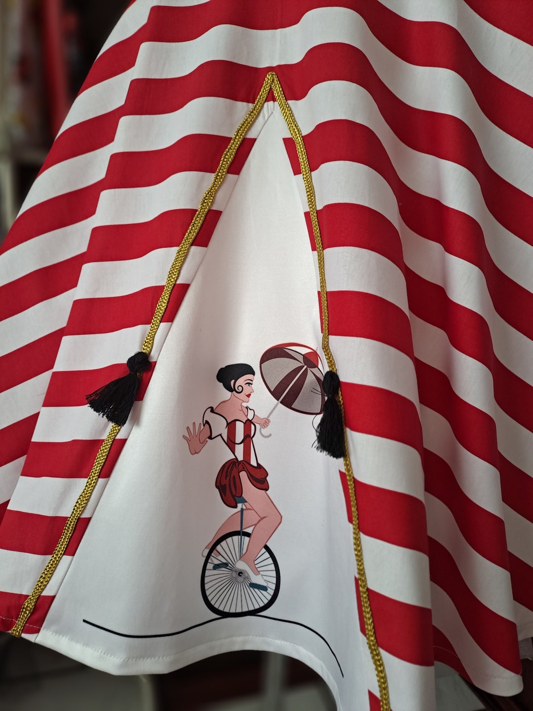 Vintage Style Circus Dress: Red and White Rockabilly Cotton Linen - Etsy