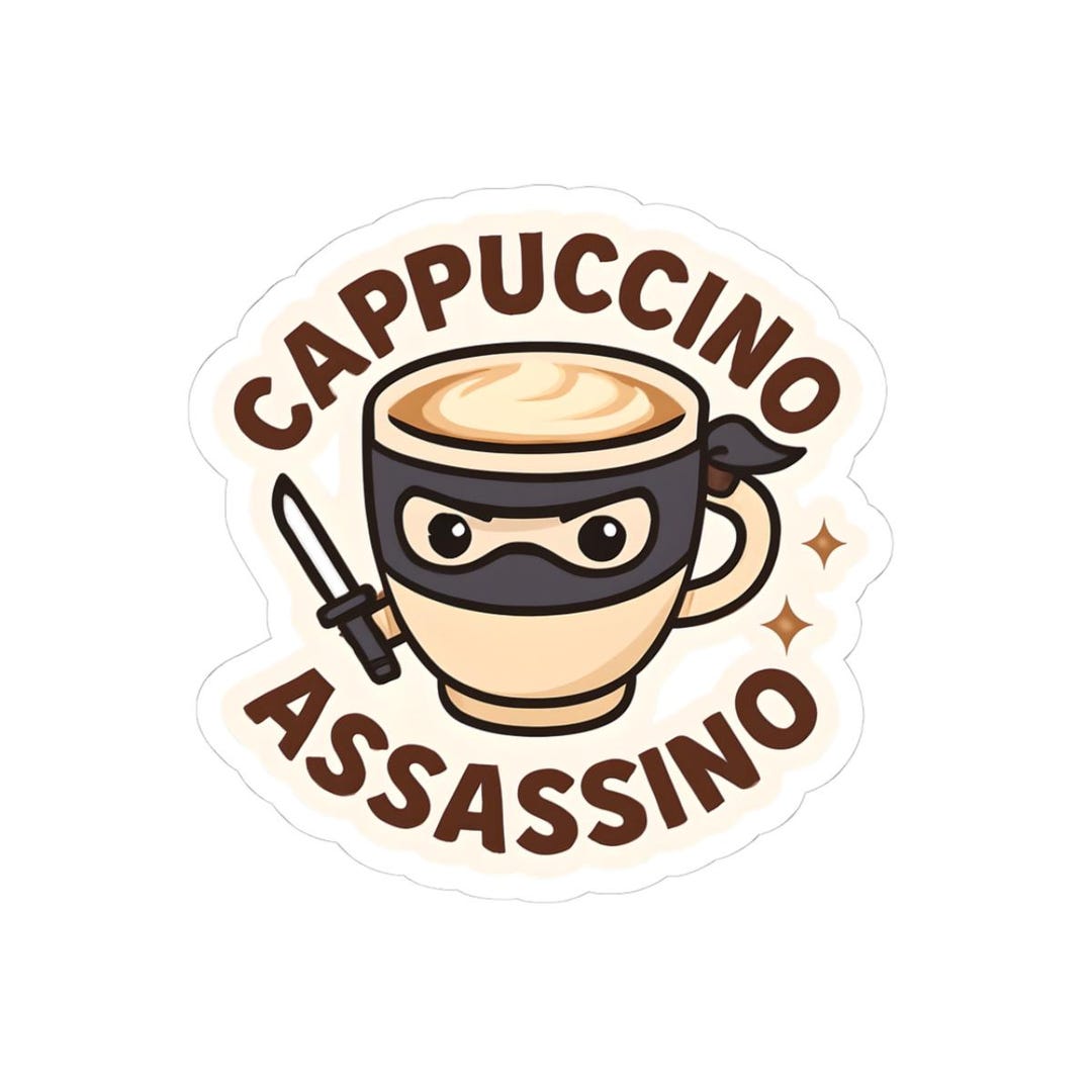 Ninja Cappuccino Glossy Sticker | Coffee Assassin, Laptop Decor - Etsy