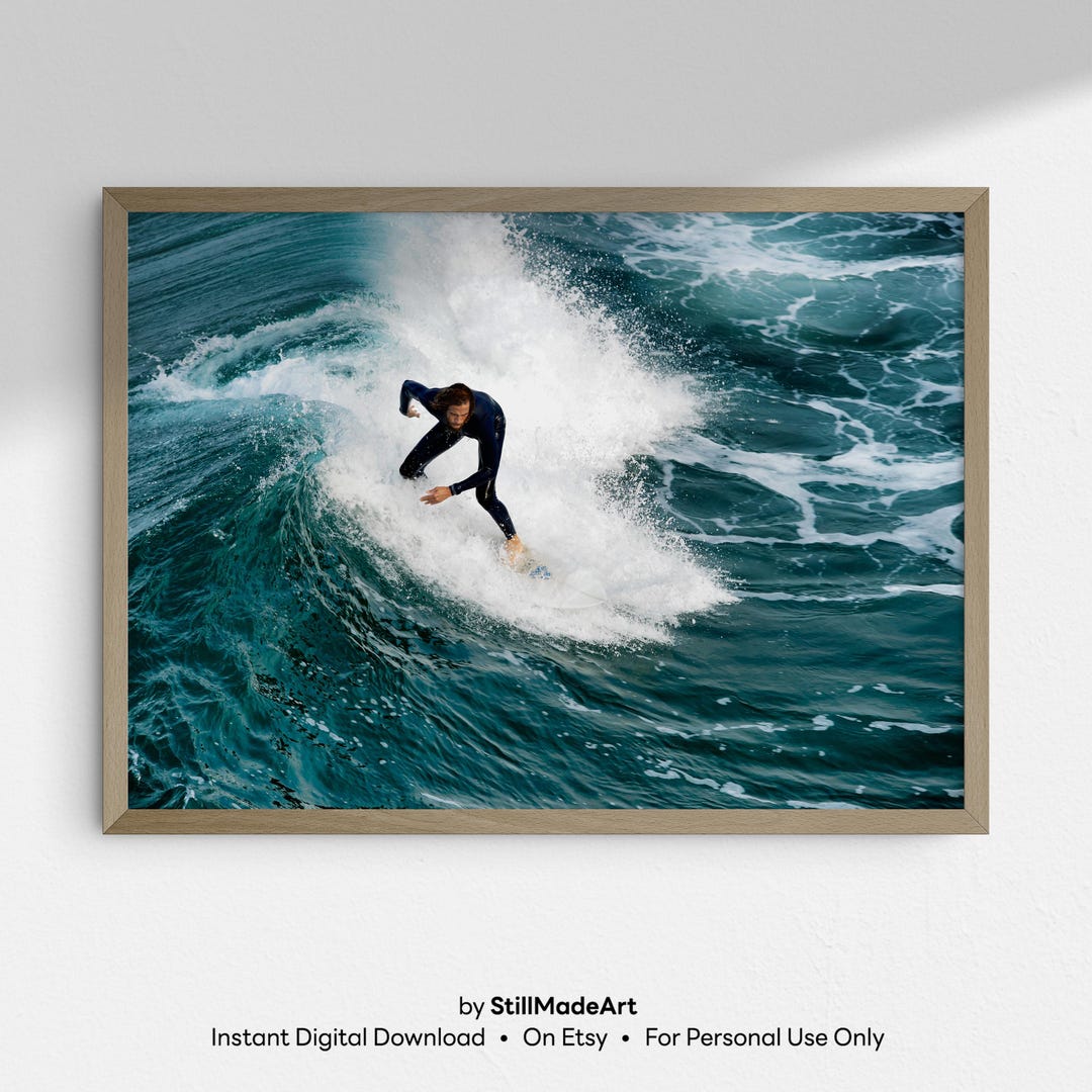 Surfer Wall Art, Ocean Wave Photography, Picture, Beach, Ocean, Surfing ...