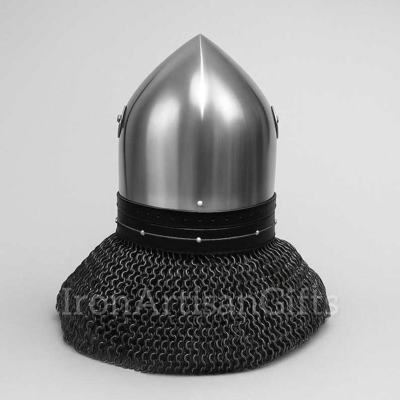 Medieval Crusader Great Helm With Chainmail | Knight Helmet Armor ...
