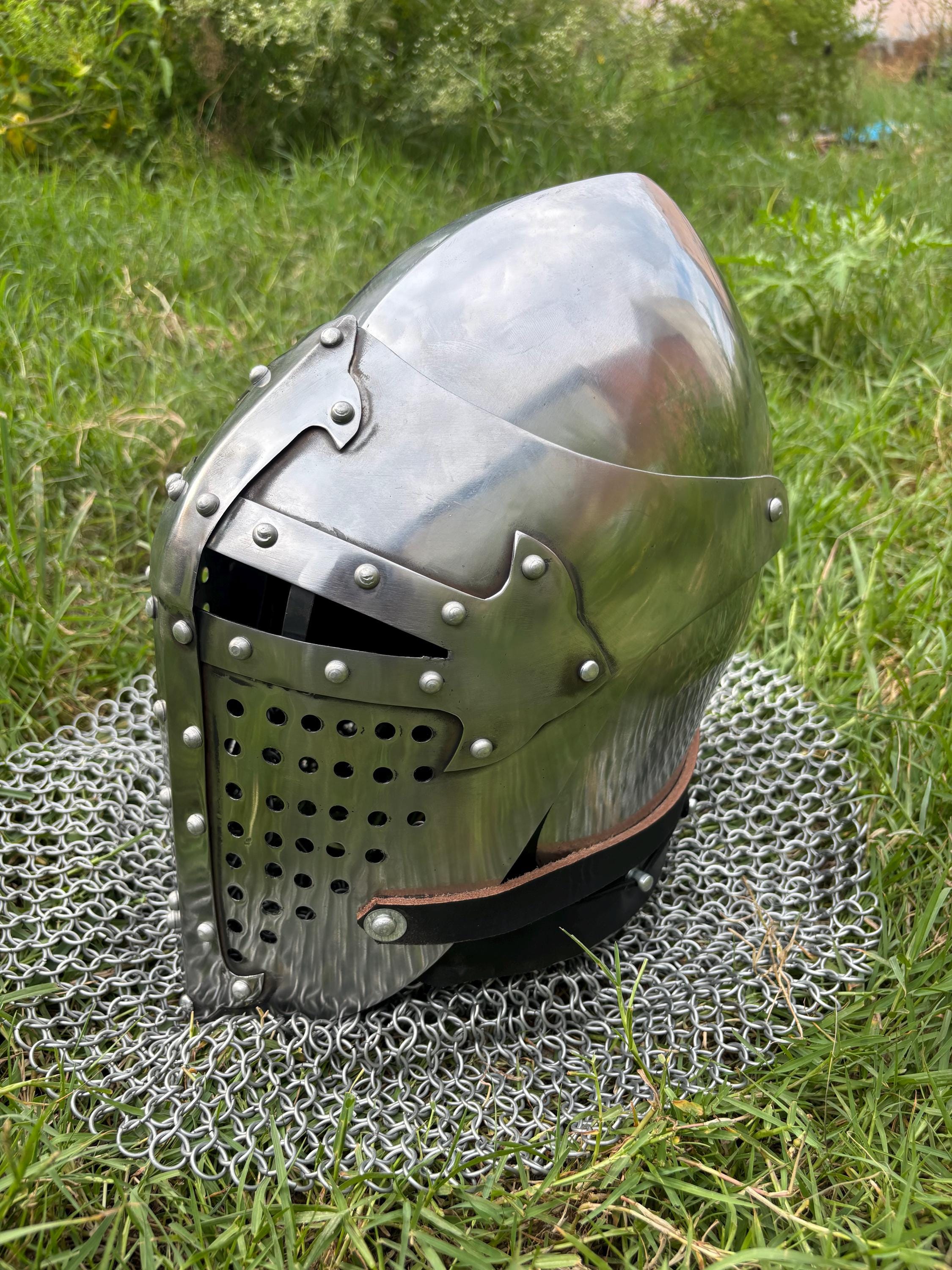 Medieval Chainmail Visored Helmet|handcrafted Steel Armor Helmet|larp ...