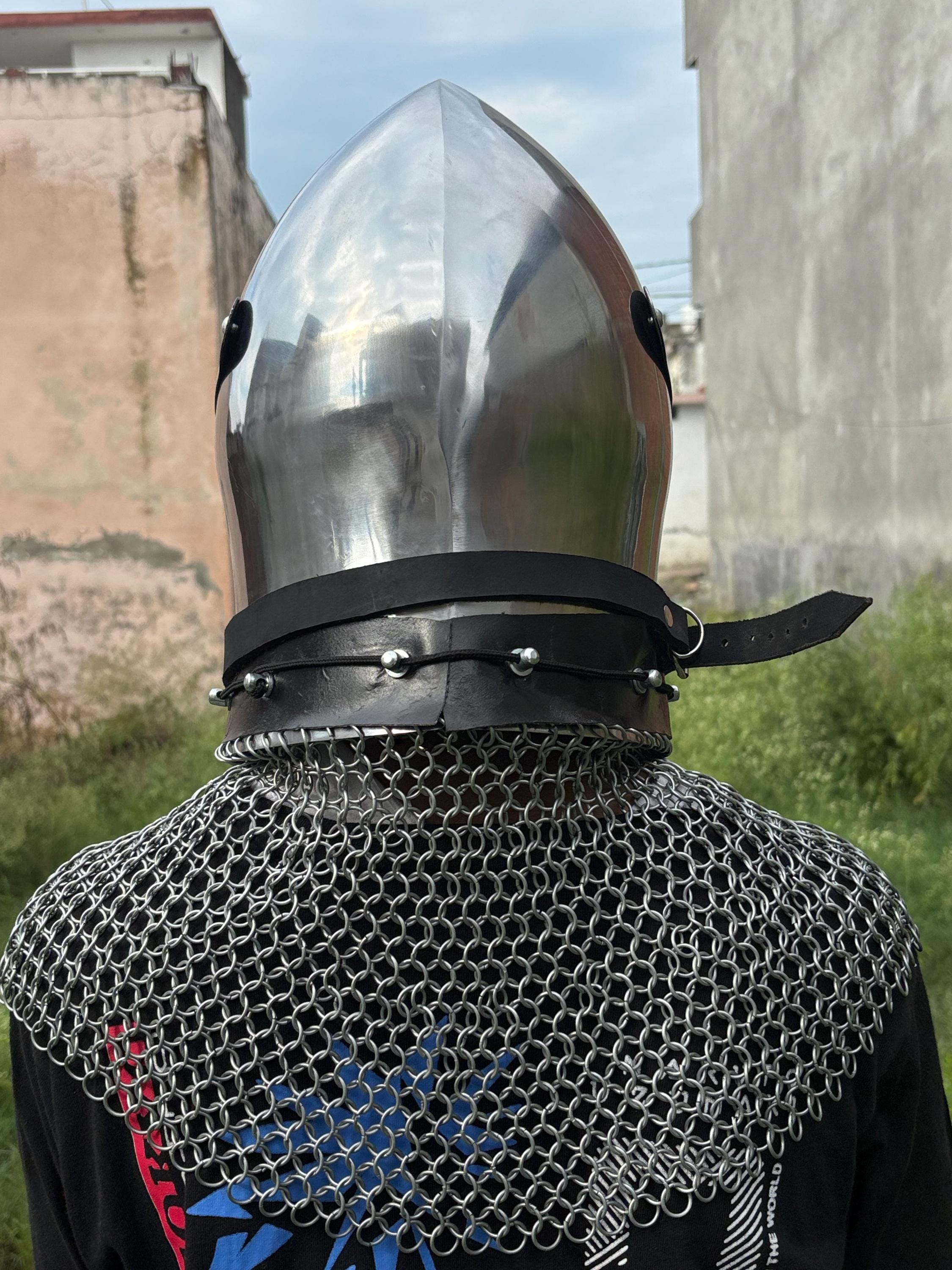 Medieval Chainmail Visored Helmet|handcrafted Steel Armor Helmet|larp ...
