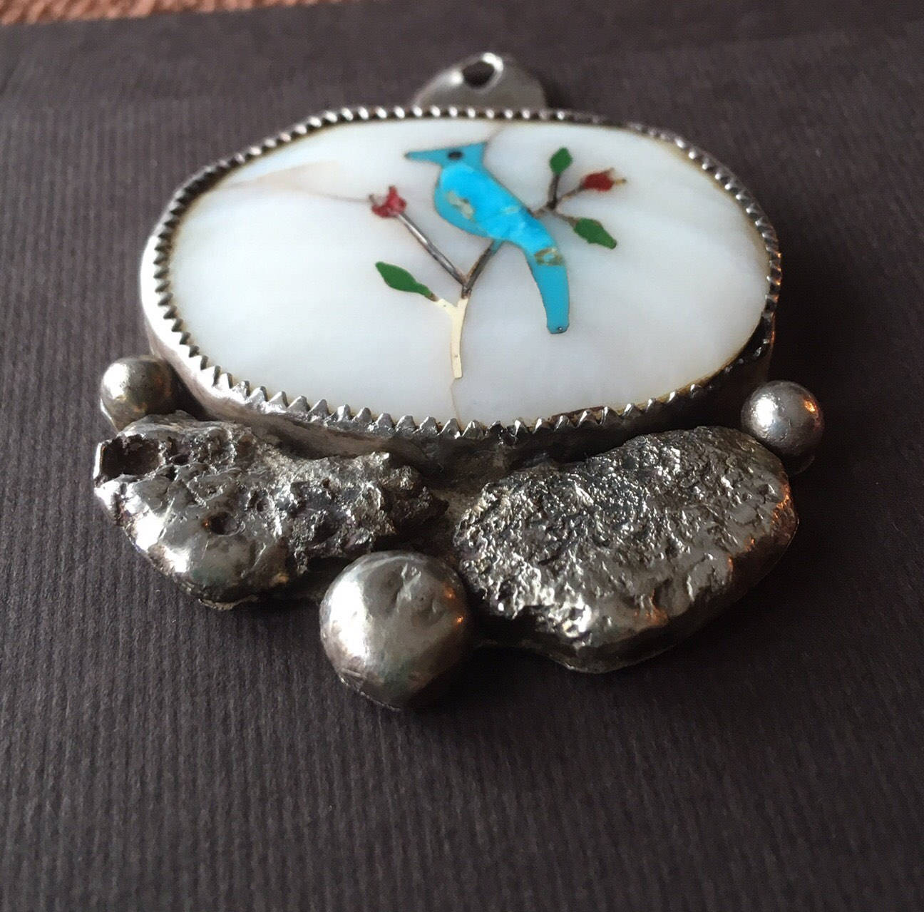 Old Inlay Southwest Large Pendant Bluejay Unmarked - Etsy