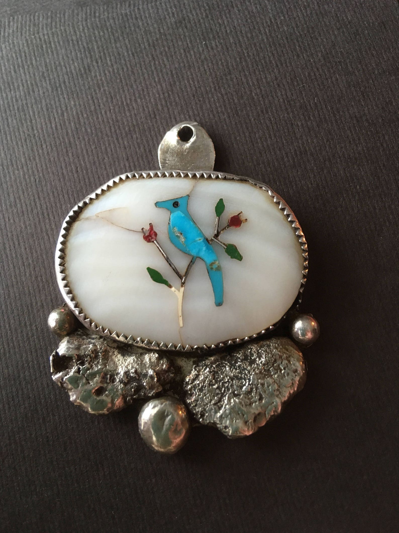 Old Inlay Southwest Large Pendant Bluejay Unmarked - Etsy