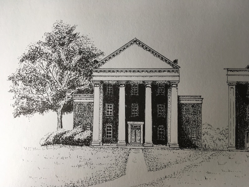 The Colonnade Buildings Print Washington and Lee College - Etsy
