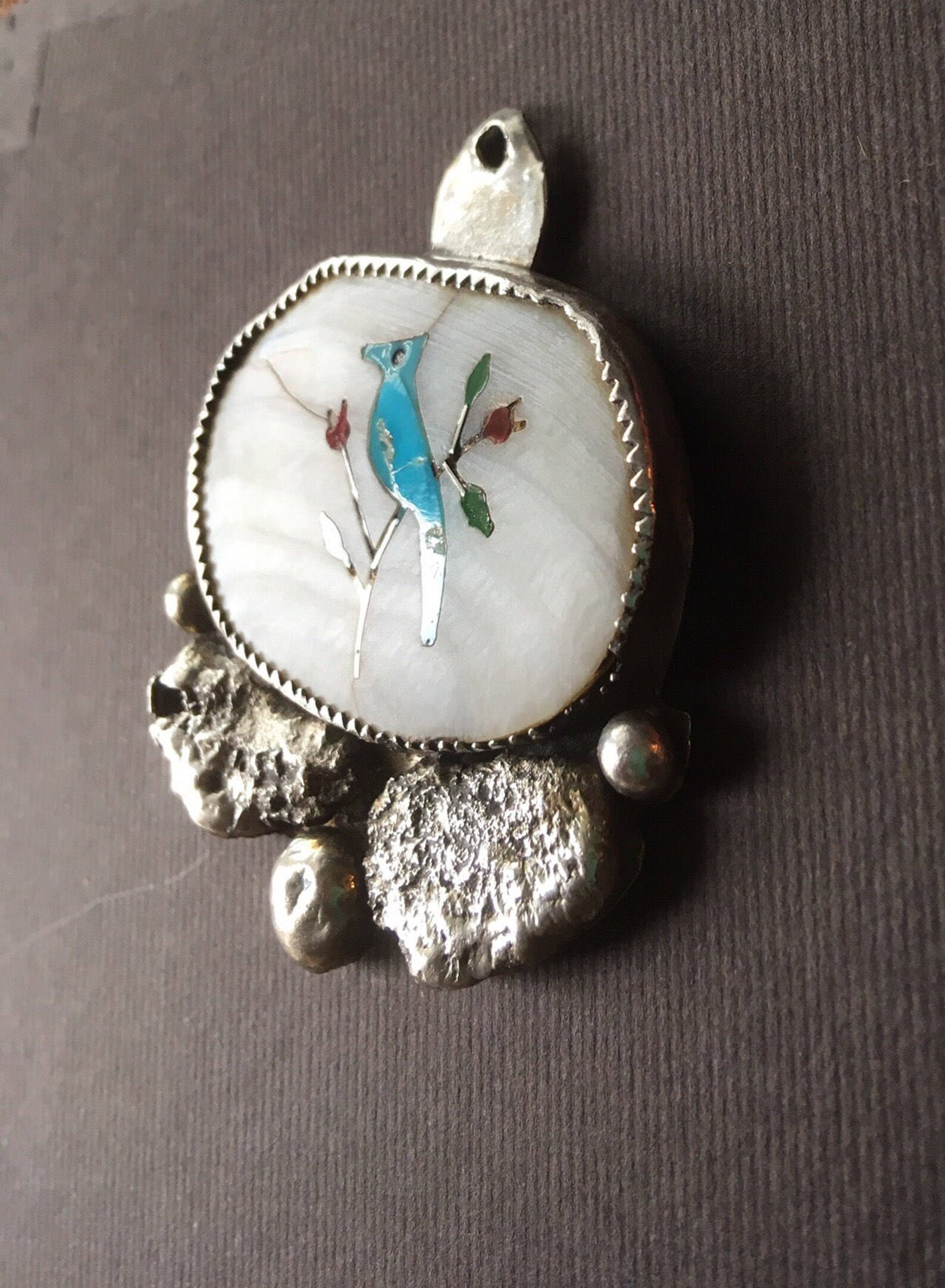 Old Inlay Southwest Large Pendant Bluejay Unmarked - Etsy