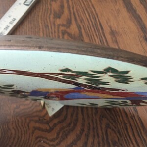 Two Parrots on a Hand Painted Redware Tile Approximately 7 Inches ...