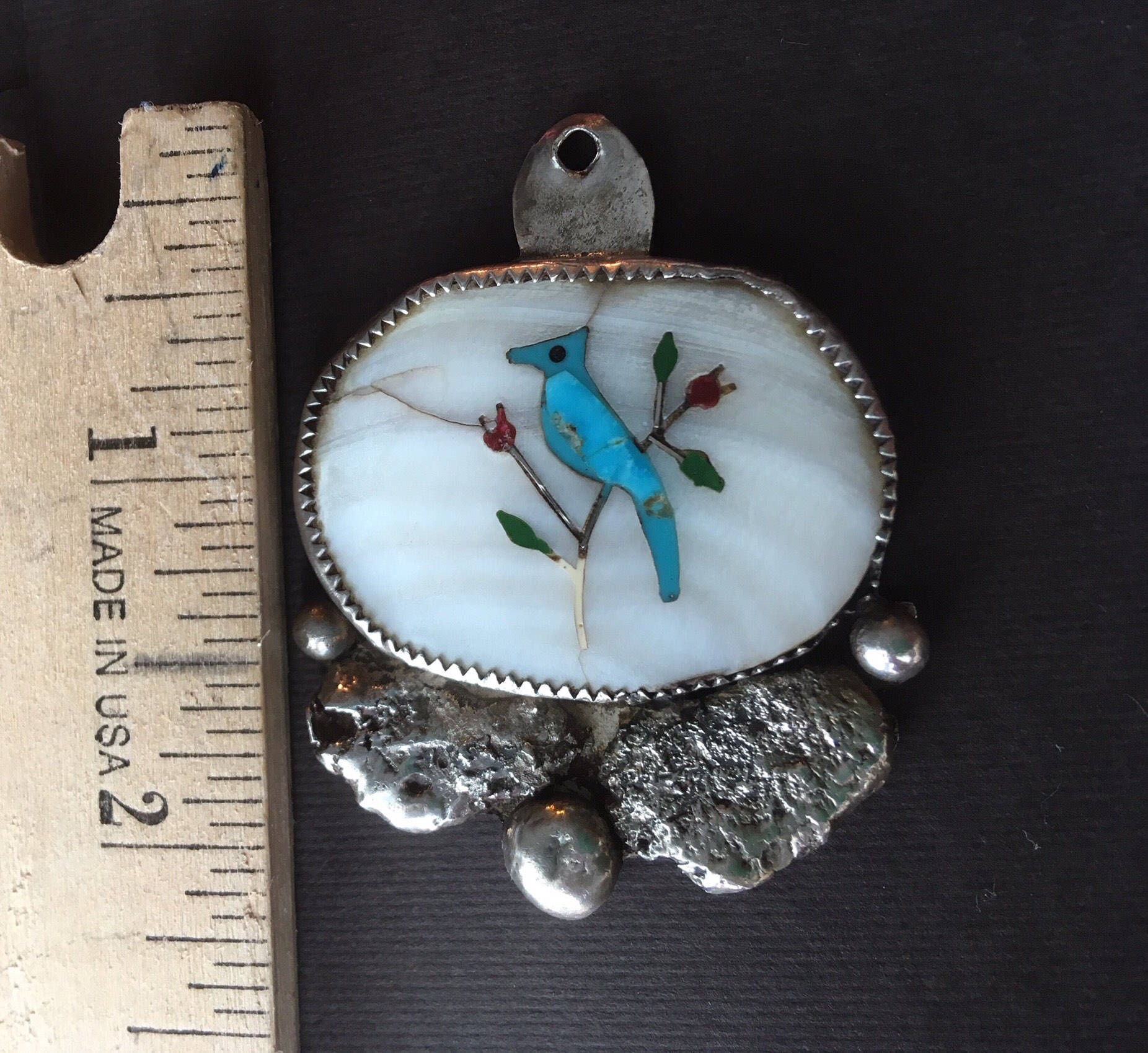Old Inlay Southwest Large Pendant Bluejay Unmarked - Etsy