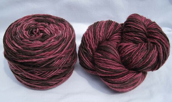 Items similar to Hand Dyed Worsted Wt maroon & brown yarn - 190 yds on Etsy