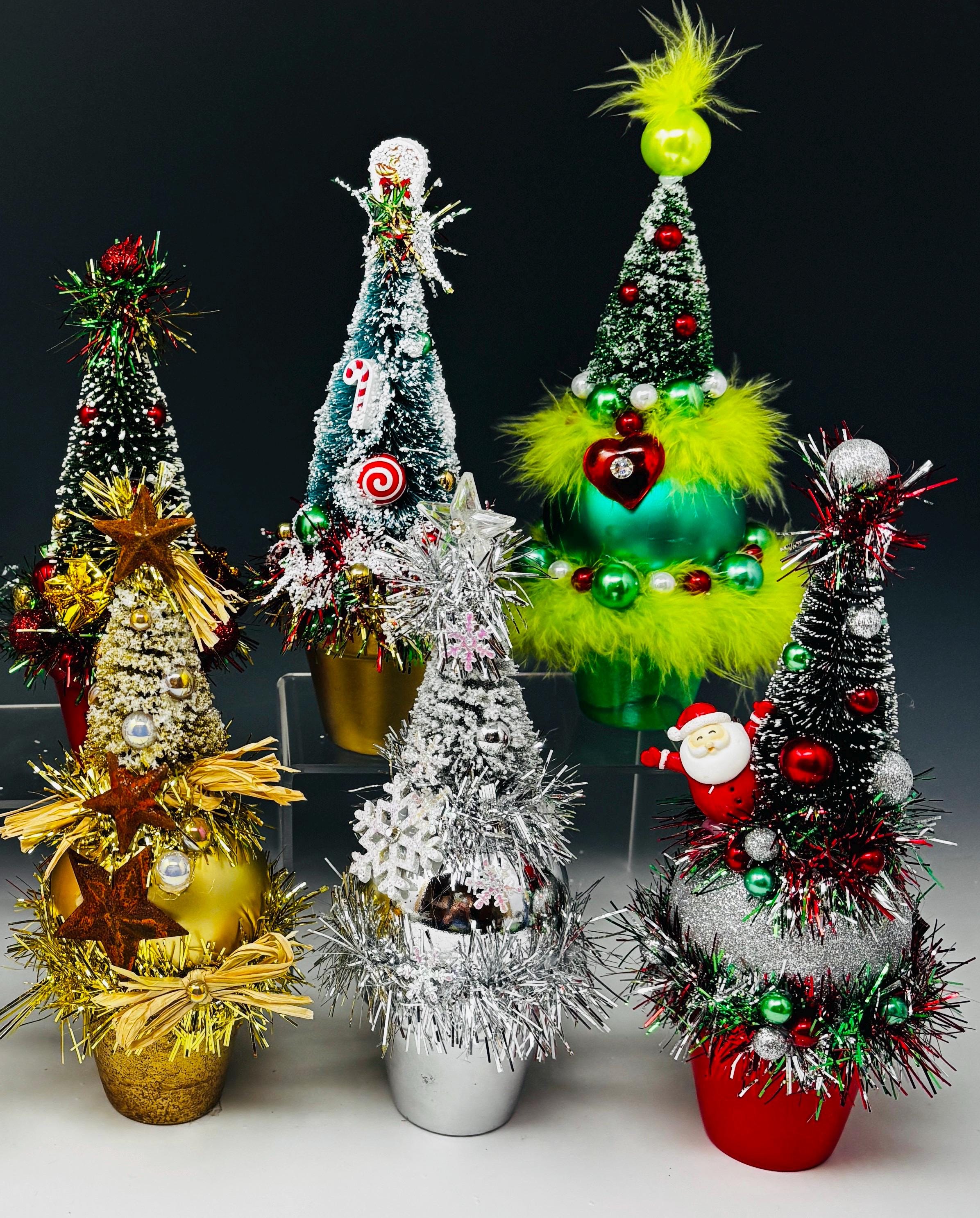 Mini Vintage Style Decorated Christmas Tree Table Top Centerpiece ...