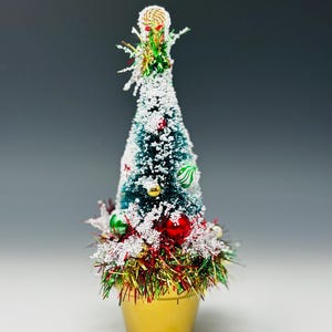 Mini Vintage Style Decorated Christmas Tree Table Top Centerpiece ...