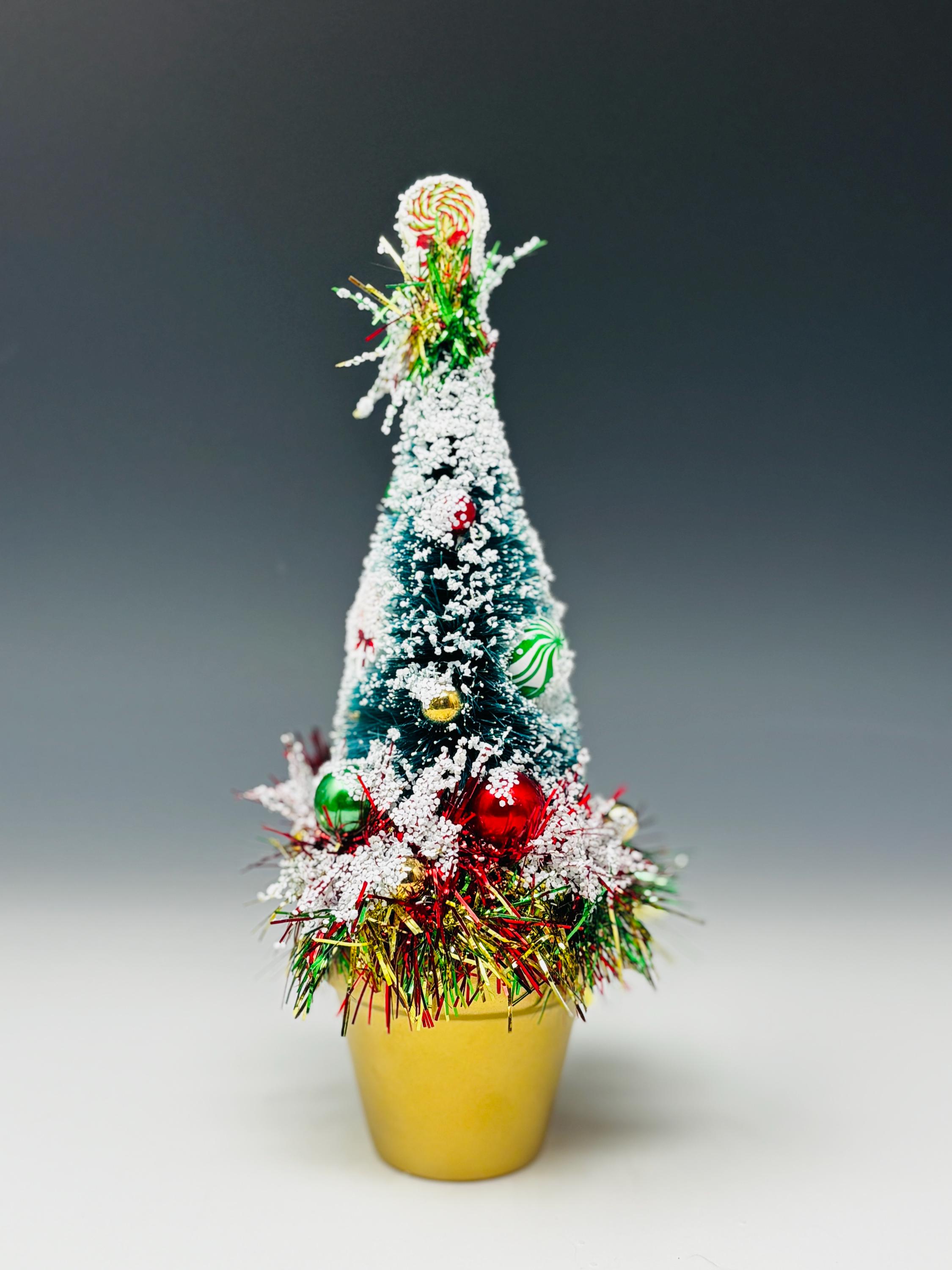 Mini Vintage Style Decorated Christmas Tree Table Top Centerpiece ...