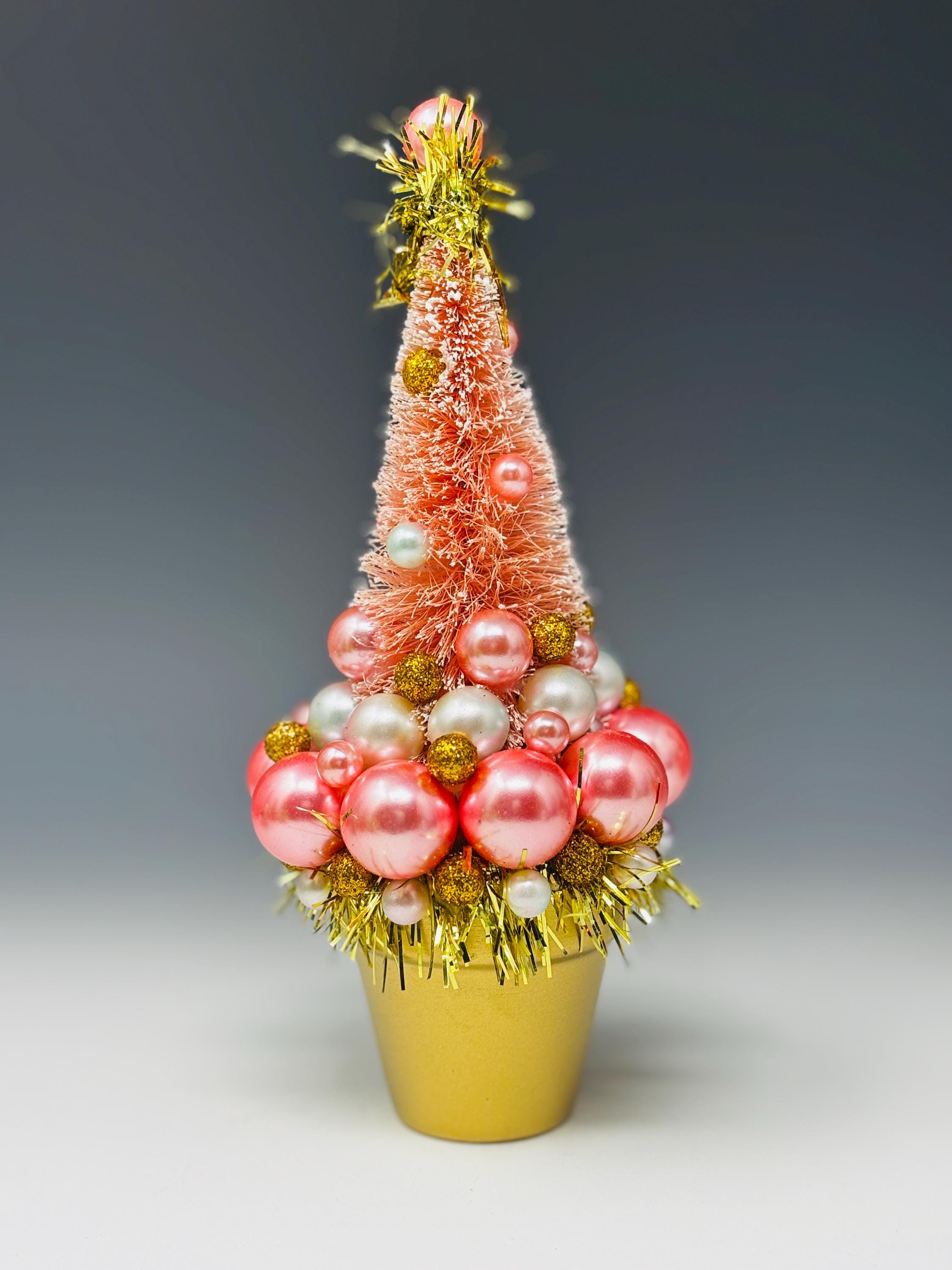 Mini Vintage Style Decorated Christmas Tree Table Top Centerpiece ...