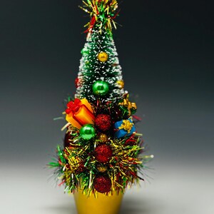 Mini Vintage Style Decorated Christmas Tree Table Top Centerpiece ...