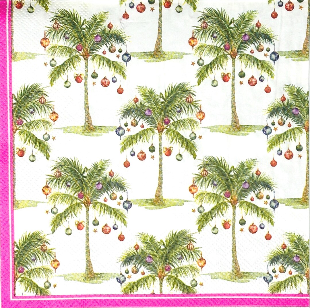 Christmas Palm Tree Napkins for Decoupage Art DIY Crafting Ideas ...