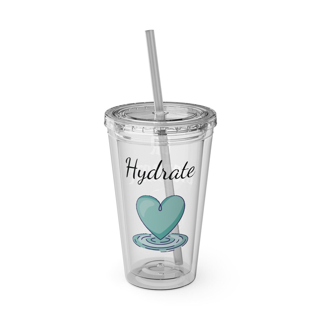 Hydrate or Diedrate Tumbler - 16oz Clear Drinkware for Summer, Eco ...