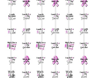 Breast Cancer Walk Graphics Printable Digital Collage Sheet | Etsy